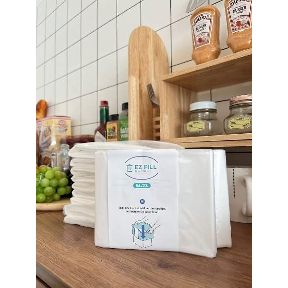 Fit for Dekor Classic Diaper Pails Refills - EZ Fill Diaper Pail Refills 10 Counts(10 Refills), White, (M700WP)