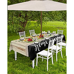 EZON-CH Outdoor Tablecloth with Umbrella Hole Zipper 60"x84", Farm Corn Rustic Wood Grain Rectangle Waterproof Table Cloth Table Covers for Dining, Garden, Courtyard, Patio, Camping, Picnic