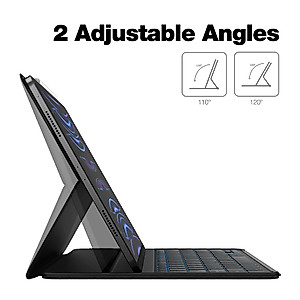 Dracool for iPad Pro 12.9-inch (6th/5th/4th Gen) Case with Keyboard Smart Keyboard Folio Magnetic Ultra Slim Portable Two Viewing Angles Backlit Wirelessly Bluetooth Keyboard with Pencil Holder, Black