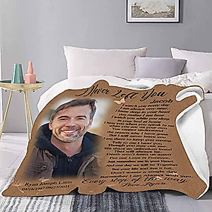 Custom Memorial Blanket with Pictures Words for Loss of Loved Dad Mom Son Daughter Pet Personalized Sympathy Flannel Throw Blanket Grief Remembrance Gift, In Loving Memory Gifts, Made in USA