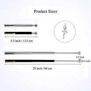 2 Pieces Magnetic Telescoping Pick-Up Tool with Pocket Clip 3 Lb Extendable Magnetic Grabber Reacher Tools 25 Inch Flexible Magnet Retrieval Stick Gadget Suitable Gifts for Men