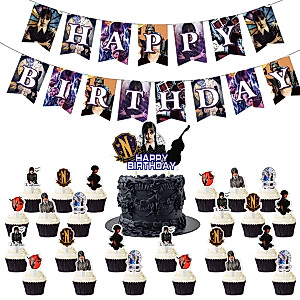 Wednesday New Addams TV Show banner, Addams balloon Party Supplies for Kids Birthday Party Supplies.