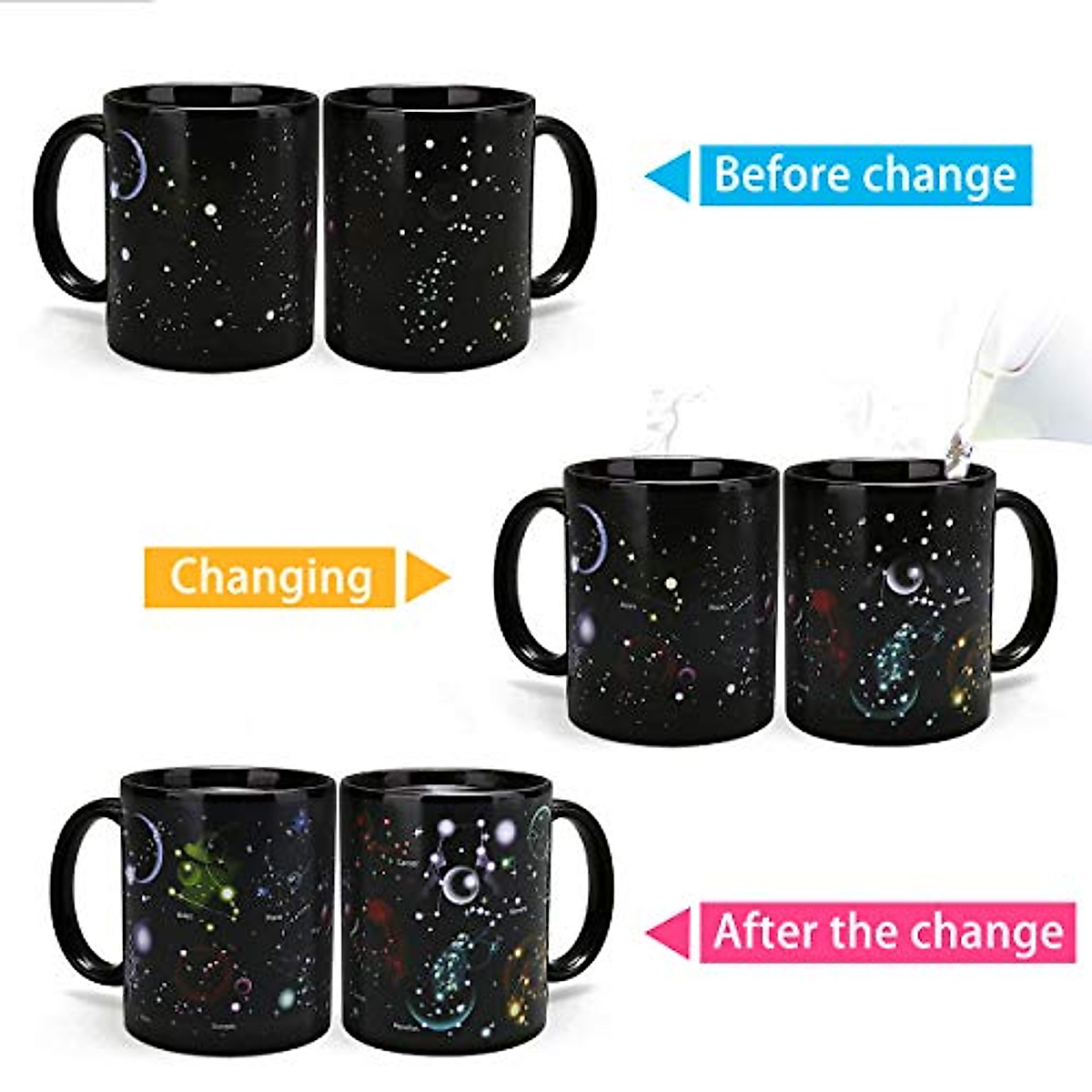Kmiles Heat Changing Constellation Mug Colour Changing Mug Magical Coffee Mug Tea Cup 12 Ounce - Novelty for Xmas Funny Gifts
