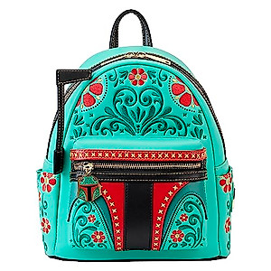 Loungefly Star Wars Boba Fett Floral Embroidered Cosplay Womens Double Strap Shoulder Bag Purse
