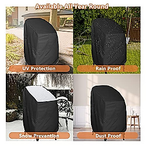 Patio Stackable Chair Cover, Garden Pool Deck Stacked Chair Waterproof Furniture Protector for 4-6 Stacks of Stools, 34"L x 26"W x 46"H