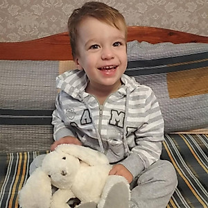 Dyoart Personalized Easter Bunny Rabbit, Custom Name Monogrammed Embroidered Bunny, Fluffy Rabbit with Long Ears,Plush Bunny Toy, Gift for Baby Kids(11.8inches)