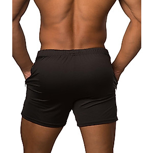 Men's Fitted Shorts Bodybuilding Workout Gym Running Tight Lifting Shorts Pants, X-Large, Black