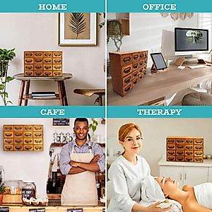 Apothecary Cabinet with Drawers - 16 Drawer Mountable Library Card Catalog Cabinet w/ Hardware Included - Wooden Medicine Cabinet Apothecary Decor for Apothecary Supplies - 20" x 14.2" x 4.3"