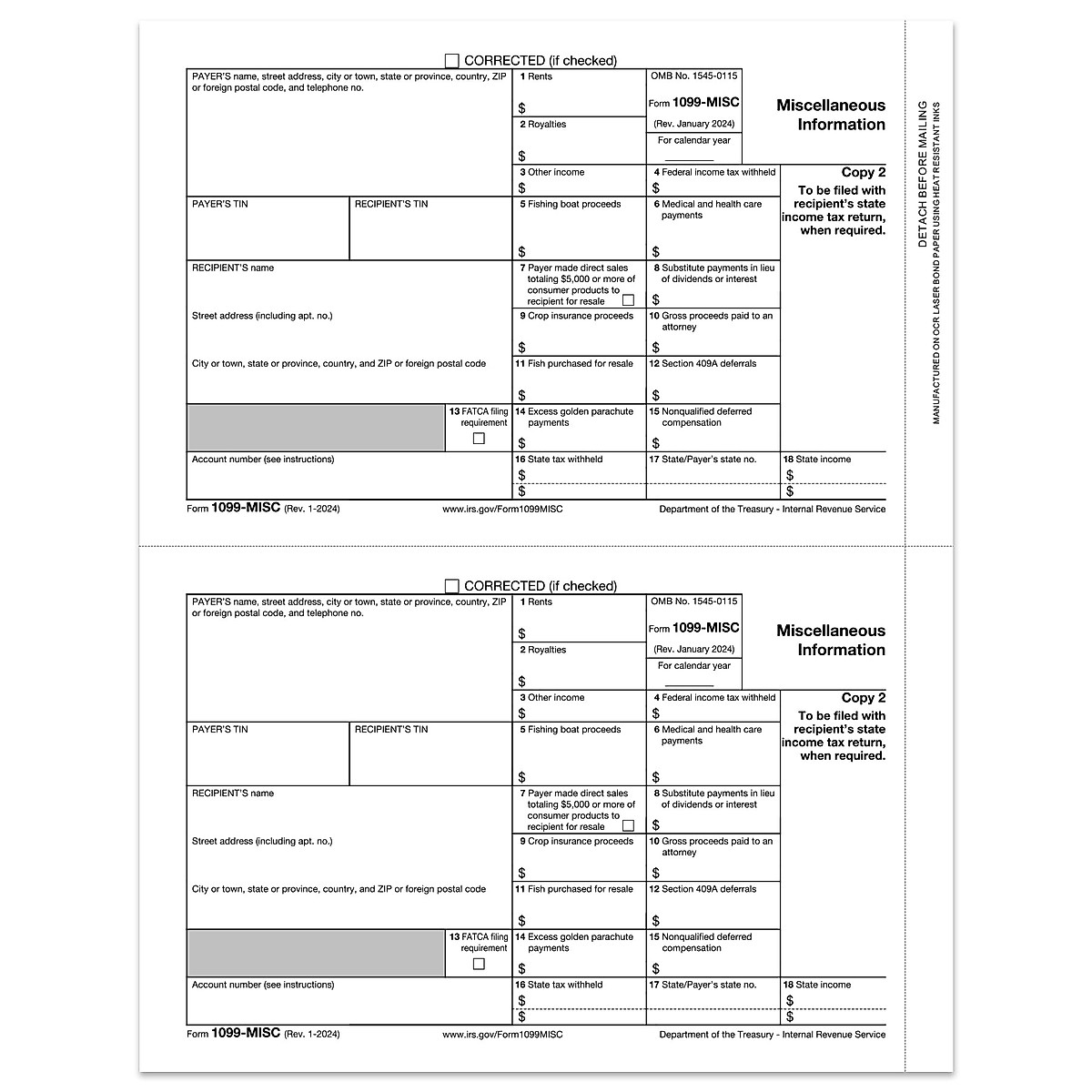 1099 MISC Forms 2022, 4 Part Tax Forms Kit, 25 Vendor Kit of Laser Forms Designed for QuickBooks and Accounting Software, 25 Self Seal Envelopes Included