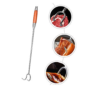Housoutil Braised Meat Hook Tool Hooks Burger Grill Pig Tail Flipper Hook Collard Valley Cooks Pigtail Food Flipper Barbecue Hook Wear-Resistant Barbecue Hook Sturdy Meat Hook Major Grapple