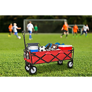 Mac Sports WTCX-201 Extended Collapsible Folding Outdoor Utility Wagon, Red