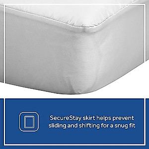 Sealy Allergy Protection Plus Waterproof Fitted Toddler Bed and Baby Crib Mattress Pad Cover Protector, Noiseless, Machine Washable and Dryer Friendly, 52" x 28" - White