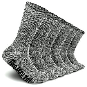 Time May Tell Mens Merino Wool Hiking Cushion Socks Thermal Warm Crew Winter Boot Socks Pack (Dark Grey(3 pairs), US Size 5~9)