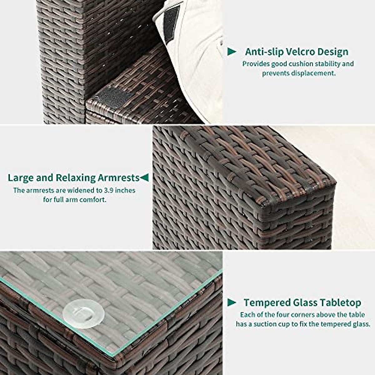 YITAHOME 6 Piece Outdoor Patio Furniture Sets, Garden Conversation Wicker Sofa Set, and Patio Sectional Furniture Sofa Set with Coffee Table and Cushion for Lawn, Backyard, and Poolside, Brown