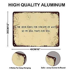 Nelbonse As The Deer Pants for Streams of Water Metal Sign Tin Aluminum Sign Classic Inspirational Quotes Tin Art Sign Decoration For Home Bar Pub Cafe Farm Room 16x12in