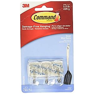 Command Small Clear Wire Hooks with Clear Strips, 3 ea (2 Pack)