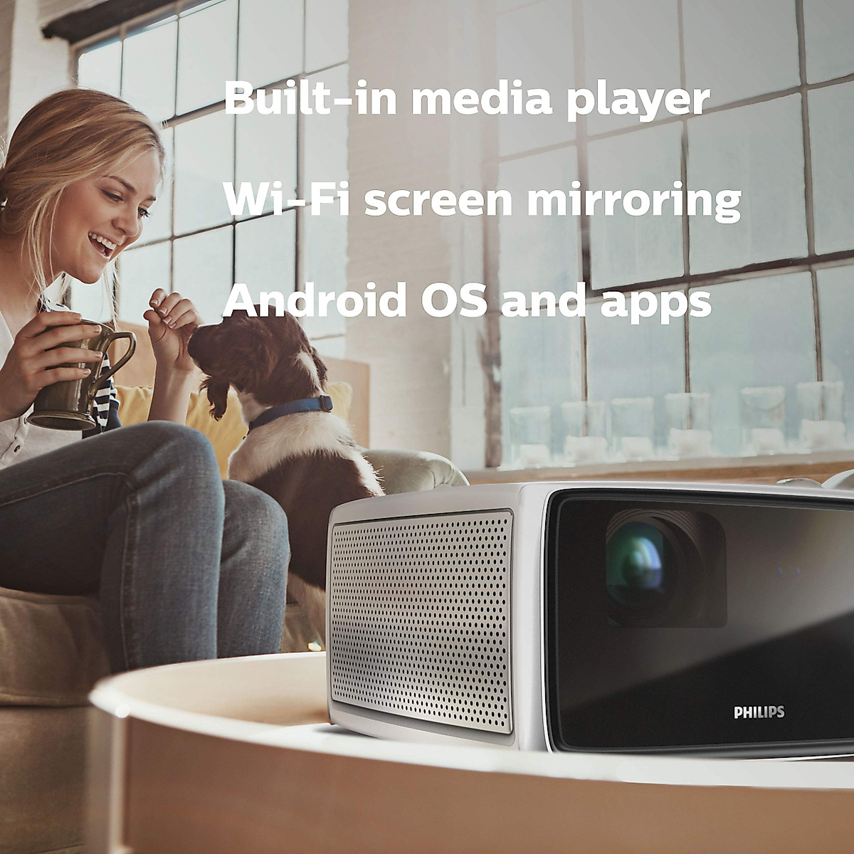 Philips Screeneo S4 Projector, Full HD, Android OS, Electric Keystone, Auto Focus, Digital Zoom