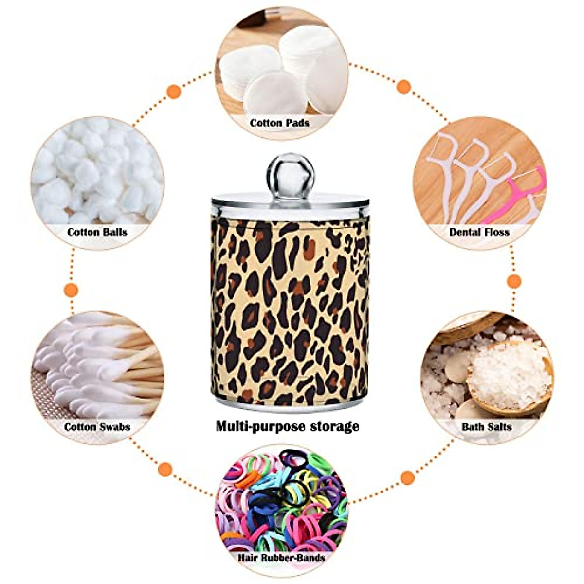 SUABO Plastic Jars with Lids,Leopard Tiger Skin Animal Print Storage Containers Wide Mouth,Glasss Airtight Canister Jar for Kitchen Bathroom Pantry Countertop,Set 2