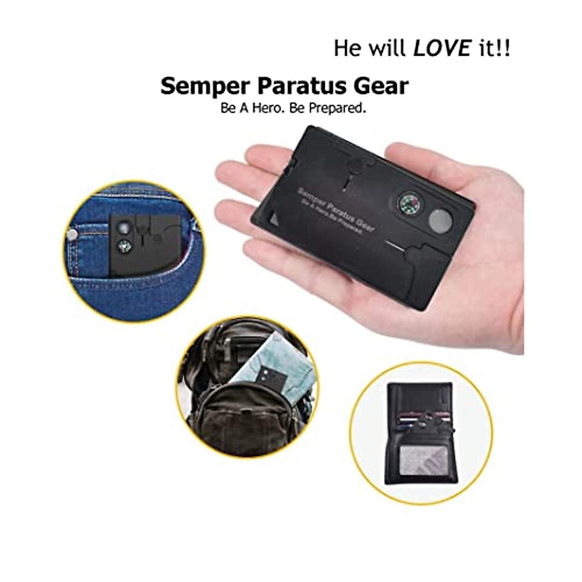 Semper Paratus Gear Gifts for men - 10 in 1 credit card size Multi Tool Pocket for everyday use - Home Work or Outdoors- Be a hero. Be prepared. (1 PAK)