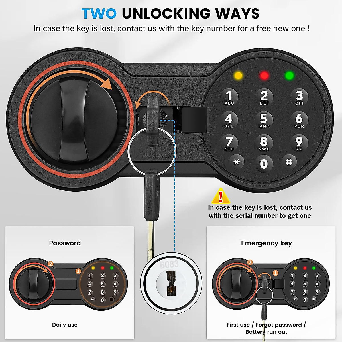 2.8 Cub Large Home Safe Fireproof Waterproof, Steel Home Security Safe Box with Electronic Keypad, Spare Keys and Alarm System, Fireproof Safe for Home Document Money Valuables