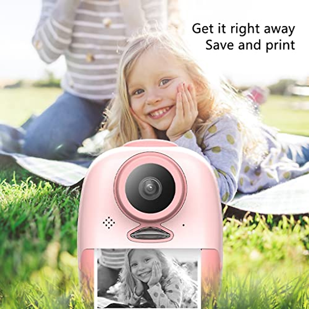 SHIJIANX Instant Print Camera for Kids, Digital Selfie Camera Dual Lens,Zero Ink 1080p Video,with Color Paintbrush,Portable Rechargeable Digital Camera Print Toys Gifts for Children Boys Girls