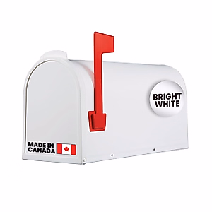 Plastic Rural Curbside Post Mount Mailbox - Weatherproof - Parcels Home Delivery - Lightweight - Made in Canada - 19'' x 10'' x 7'' (White)