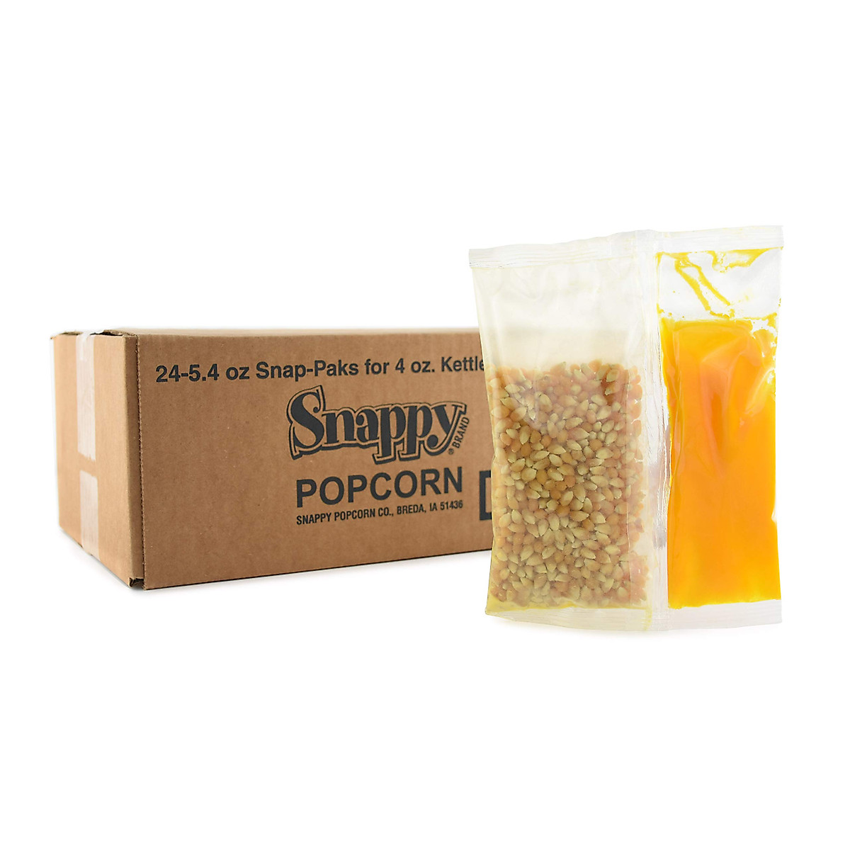 Snappy Popcorn Snap Pack Poppers, Yellow Popcorn, Coconut Oil and Buttery Flavored Salt, 24 Count