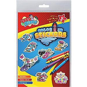 Izzy 'n' Dizzy Hanukkah Color-in Stickers Art Kit - Includes 8" x 6" board and 4 Crayons - Chanukah Arts and Crafts - Gifts and Games