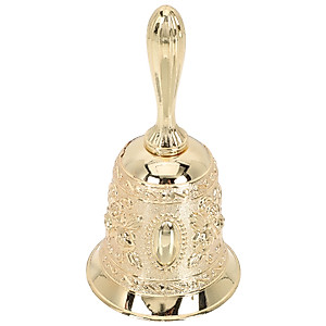 Hand Bell Call Bell Brass Wedding Bell Temple Bell Alarm Bell Decorative Bell Restaurant Decorative Craft for Adults Church Bar Classroom, Golden