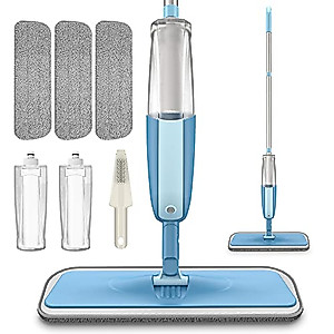 Dust Mops for Floor Cleaning Spray Floor Mop -MEXERRIS Microfiber Mops Wet Mops with Spray Include 3 Washable Pads 2 Bottles Wood Floor Mops Commercial Home Use for Laminate Wood Vinyl Ceramic Tiles