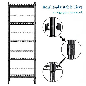 5-Shelf Adjustable Shelves Metal Storage Rack Adjustable Metal Storage Shelving Heavy Duty Storage Shelving (Black)