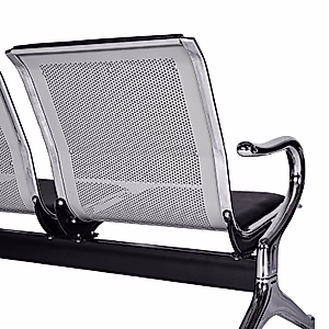 Kinpaw Waiting Room Chairs Reception Chair - 5-seat PU Leather Office Chair with Arms, Conference Room Chairs, Airport Waiting Bench for Salon, Bank, Hospital, School, Barbershop, Black