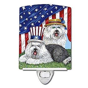 Caroline's Treasures PPP3121CNL Old English Sheepdog USA Ceramic Night Light Compact, UL-Certified, Ideal for Bedroom, Bathroom, Nursery, Hallway, Kitchen, 6x4x3, Multicolor
