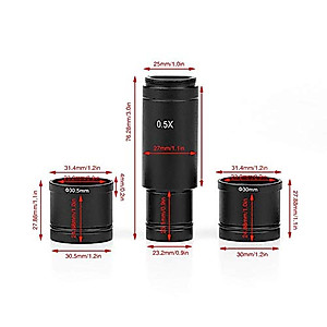C Mount Adapter Microscope Adapter 0.5× C Mount Lens Adapter Set 23.2mm/30mm /30.5mm Ports for CCD Camera and Digital Eyepiece