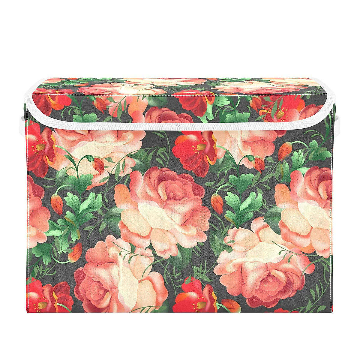 xigua Rose Storage Bin with Lids Larger Collapsible Decorative Cube Storage Bins with Handles Divider for Bedroom Closet Living Room