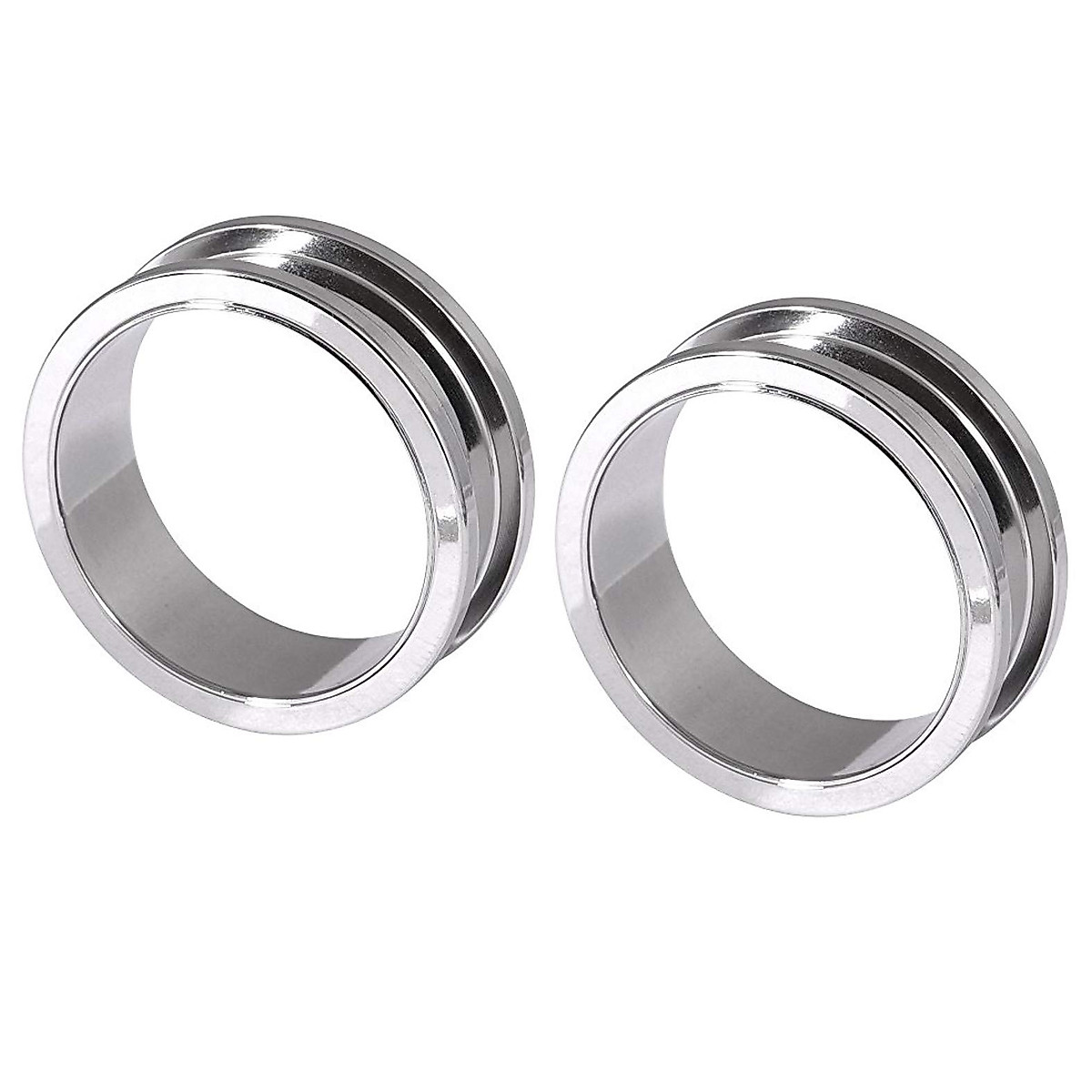 Zaya Body Jewelry PAIR of Steel Screw Ear Stretching Tunnels Gauges Plugs 28mm 30mm 32mm 35mm 47mm 2 inches (35mm 1 3/8")