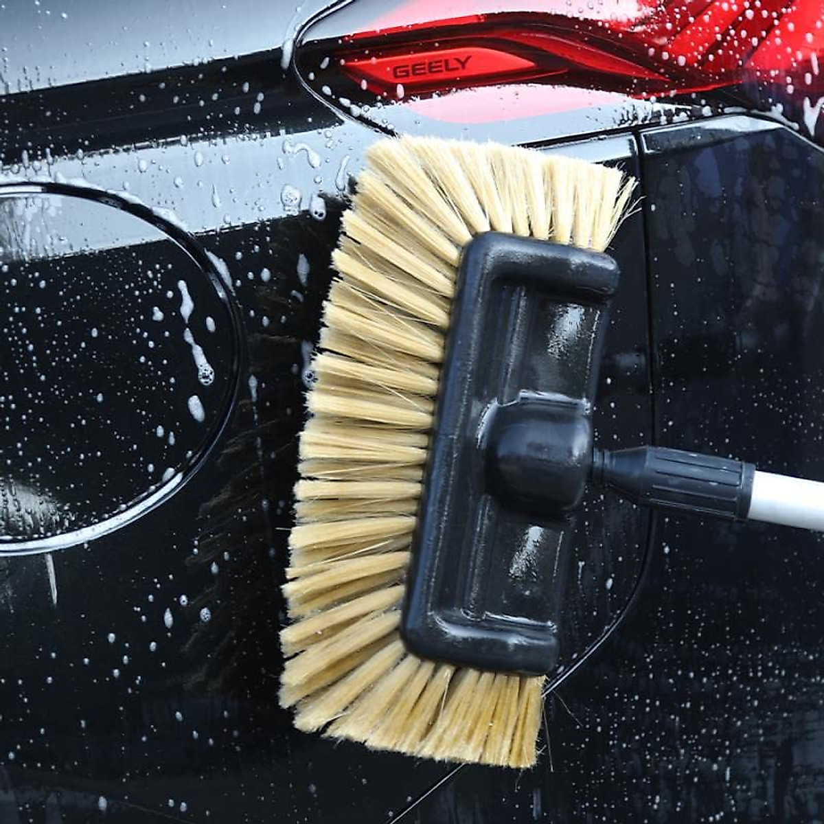 MEEJIE 10.8" Flow-Thru Soft Car Wash Brush Head for Auto Cars RV SUV Deck Truck Boat House Siding Camper Exterior Washing Cleaing Floors, Gold