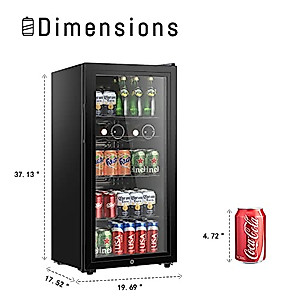 HAILANG 4.5 cu.ft Beverage Refrigerator Cooler, Mini Fridge with Glass Door for Beer Soda or Wine, Perfect for Home,Bar, Office