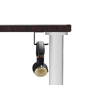 Yocice Headphone Stand Hanger,Headset Holder Mount,Aluminum Hook with Strong Adhesive Tape for Headphones (H02-Black-1PCS)