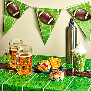 8 Pieces Football Theme Party Disposable Football Tablecloth Plastic Football Banner Football Foil Balloons Set, Football Party Balloons for Birthday Sport Football Themed Party Decoration Supplies