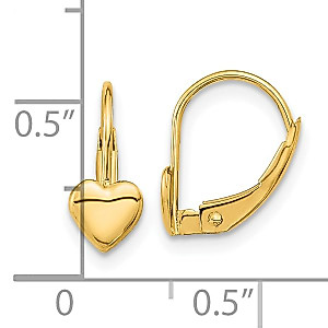 14K Yellow Gold Heart Love Drop Dangle Earrings
