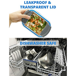 Lunememo Nest Stainless Steel Food Storage Containers, Airtight Metal Lunch Box Set with Lockable Leakproof Lids, BPA Free, 6-Piece