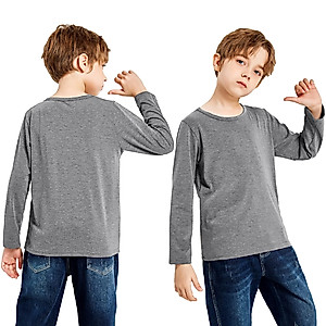 Cooraby 5 Pack Toddler Kids Long Sleeve T-Shirt Crewneck Tees Soft T-Shirt for Boys