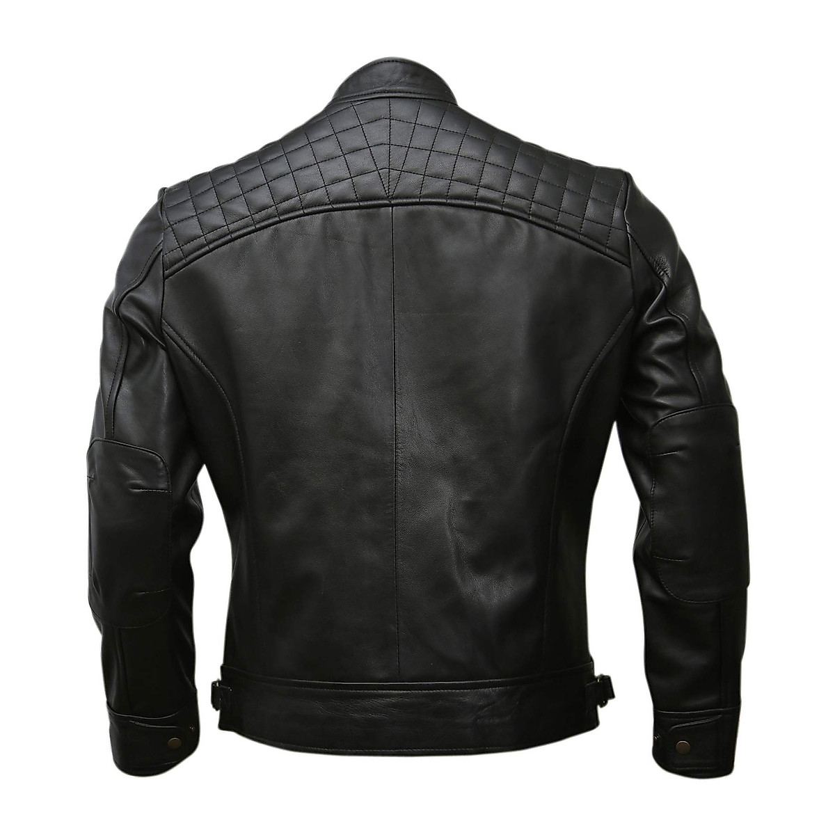Mens Genuine Leather Biker Jacket Black | Vintage Brown Distressed Lambskin Motorcycle Jackets for Men (Black, X-Large)