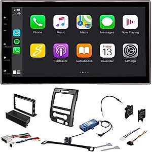 6.8" Double Din Car Stereo Kit for Ford F-150 (2009-2014) Apple CarPlay, Android Auto, Can Buss Interface with Steering Wheel Control Retention, Bluetooth, Dash Kit, Backup Camera