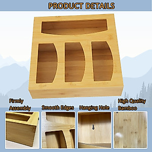 SZJHXIN Ziplock Bag Storage Organizer for Kitchen Drawer, Bamboo Ziplock Food Storage Bag Organizer, Compatible with Gallon, Quart, Sandwich and Snack Variety Size Bag