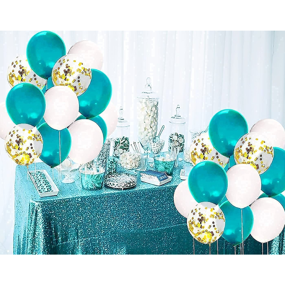 Teal Gold White Balloons Teal Gold Birthday Party Decorations Women 30pcs Balloons Teal Gold Bridal Shower Decorations/Turquoise Gold Wedding Teal White Balloons