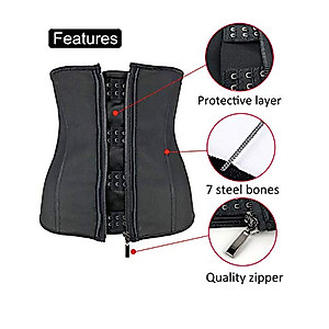 ALINBAIST Waist Trainer Cincher Trimmer Slimming Belt Latex Corset Zipper Body Shaper for Women (XX-Small) Black