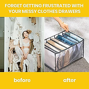 Drawer & Wardrobe Clothes Organizer for Folded Clothes - Transparent Mesh Closet and Drawer Organizers for Jeans, Pants, Leggings, T-Shirts and More (3 Pack)