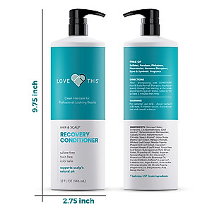 Love This Hair Conditioner for Men & Women - Natural Regrowth | Thinning Anti Hair Loss Treatment for All Hair Types | Moisturizing Shea Butter, Keratin, Argan, Biotin & Zinc - Sulfate Free, 32 Oz